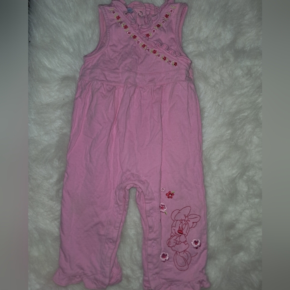 Disney | Bottoms | Disney Pink Kids Overalls With Embroidered Minnie ...